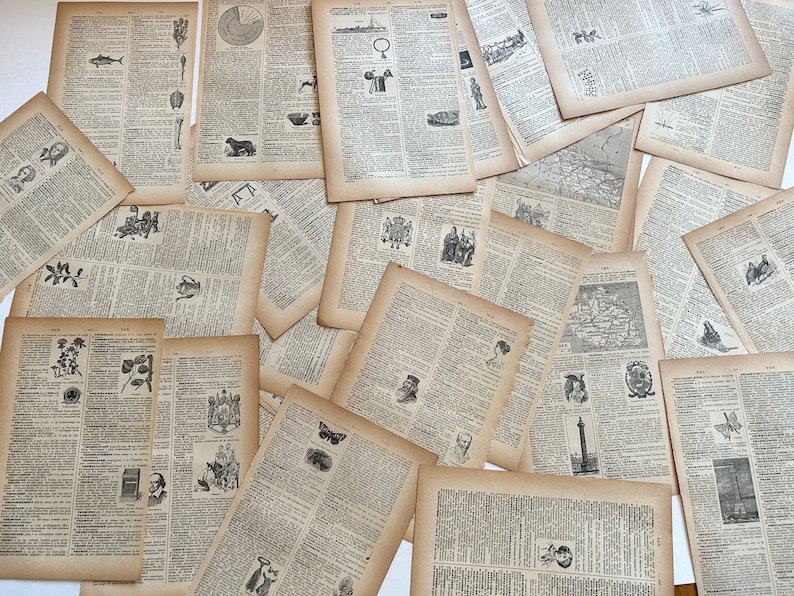 Antique Dictionary Pages (10 Sheets) for Collage, Mixed Media Art, Junk ...