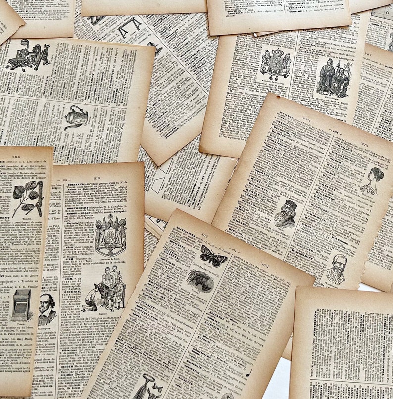 Illustrated Dictionary Pages 10 Pack for Collage, Mixed Media Art, Junk ...