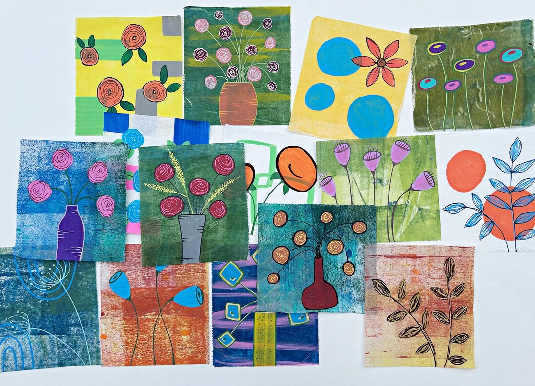 Botanical Collage Paper, Handmade Lightweight Deli Paper in Bright ...