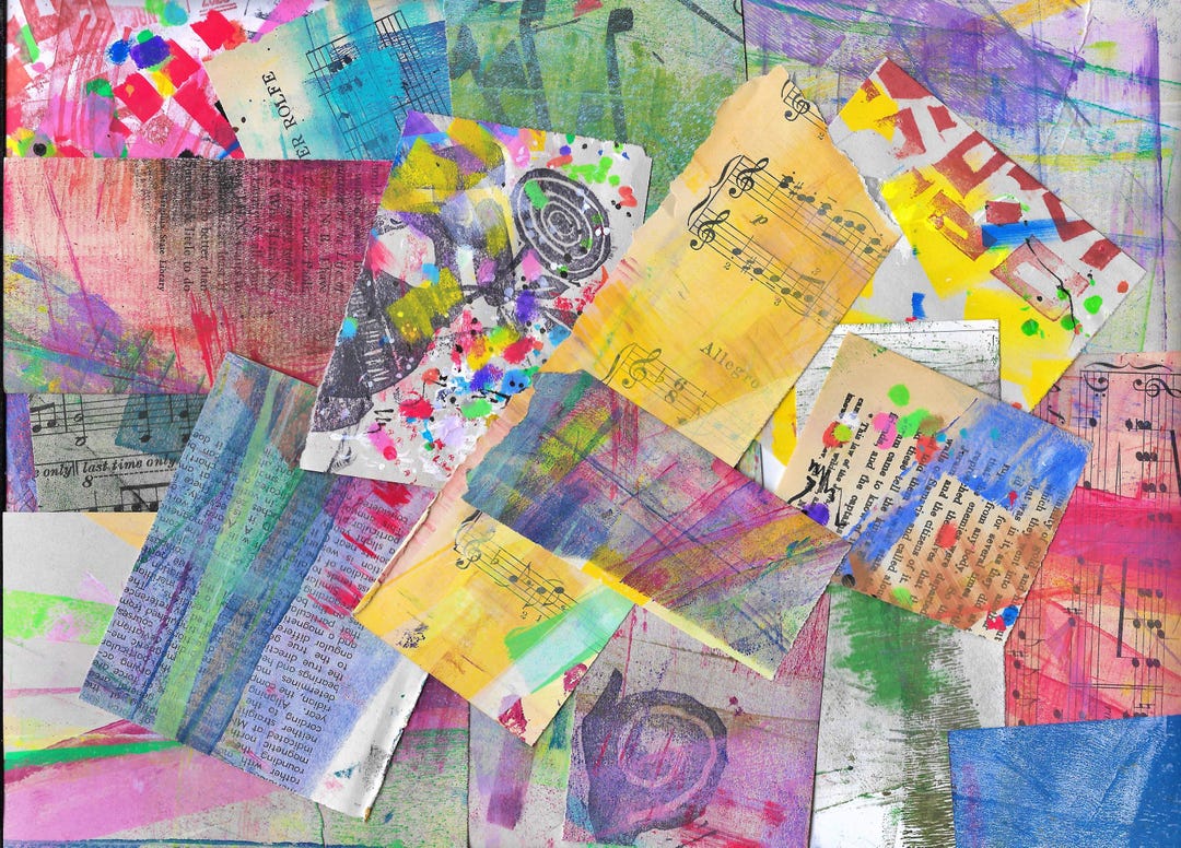 Hand Painted Paper Ephemera Scrap Pack: Bright Collage Fodder (A21 B ...