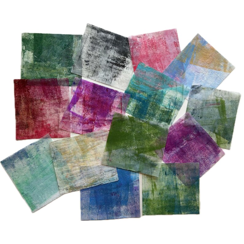Grungy Painted Collage Paper, Hand Painted Brush Strokes on Lightweight ...