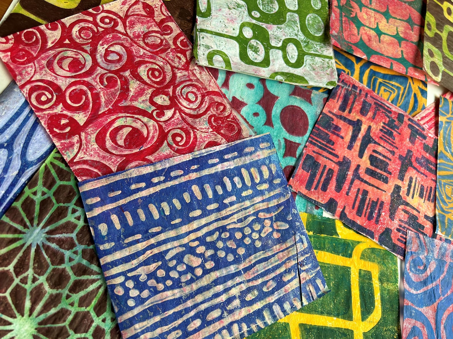Gelli Prints on Deli Paper, Lightweight Collage Fodder, 5 X 6 Inches ...