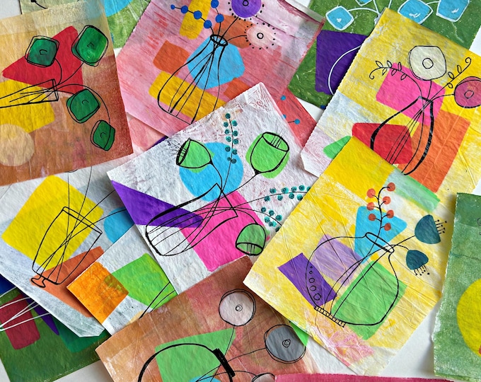 Botanical Collage Paper Hand-painted Lightweight Deli Paper, Floral ...