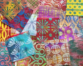 Gelli Prints on Deli Paper, Layered Designs, Hand Painted Collage Paper ...