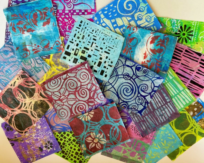 Cool Colors Collage Paper Packs, Hand-painted Lightweight Deli Paper ...