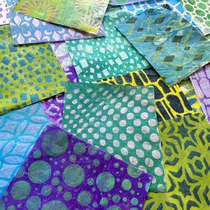 Cool Colors Collage Paper Packs, Hand-painted Lightweight Deli Paper ...