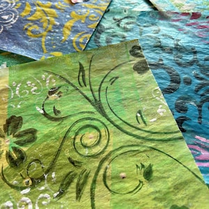 Cool Colors Collage Paper Packs, Hand-painted Lightweight Deli Paper ...