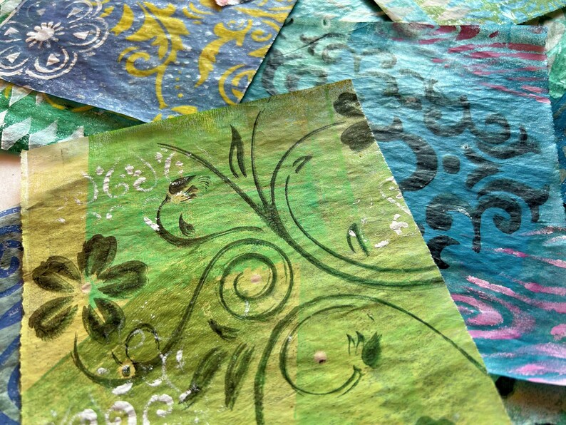 Cool Colors Collage Paper Packs, Hand-painted Lightweight Deli Paper ...