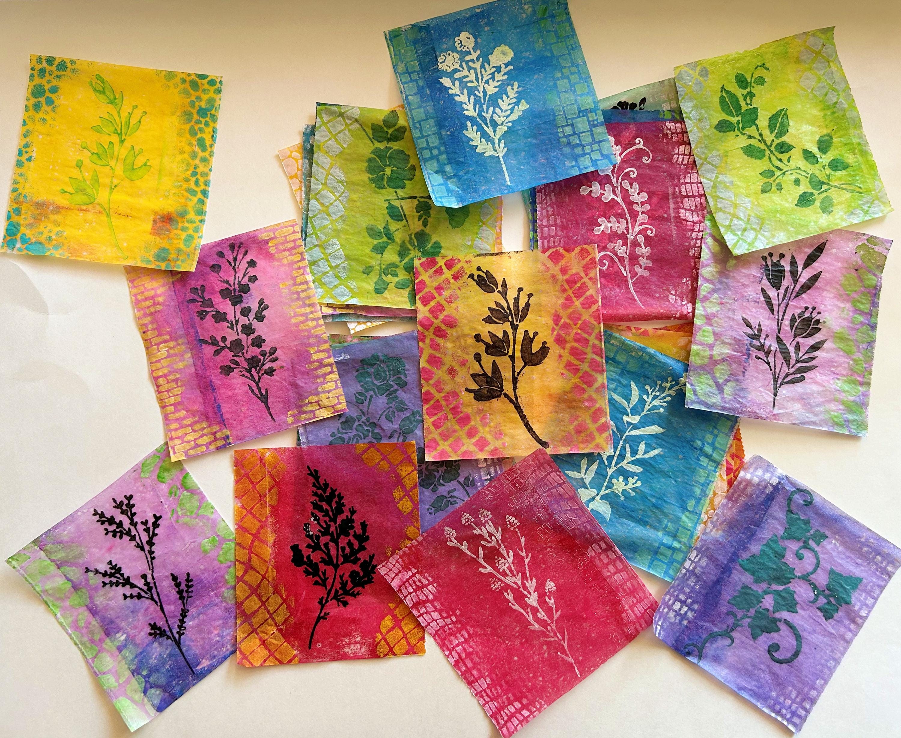 Botanical Collage Paper, Hand-painted Lightweight Deli Paper Floral ...