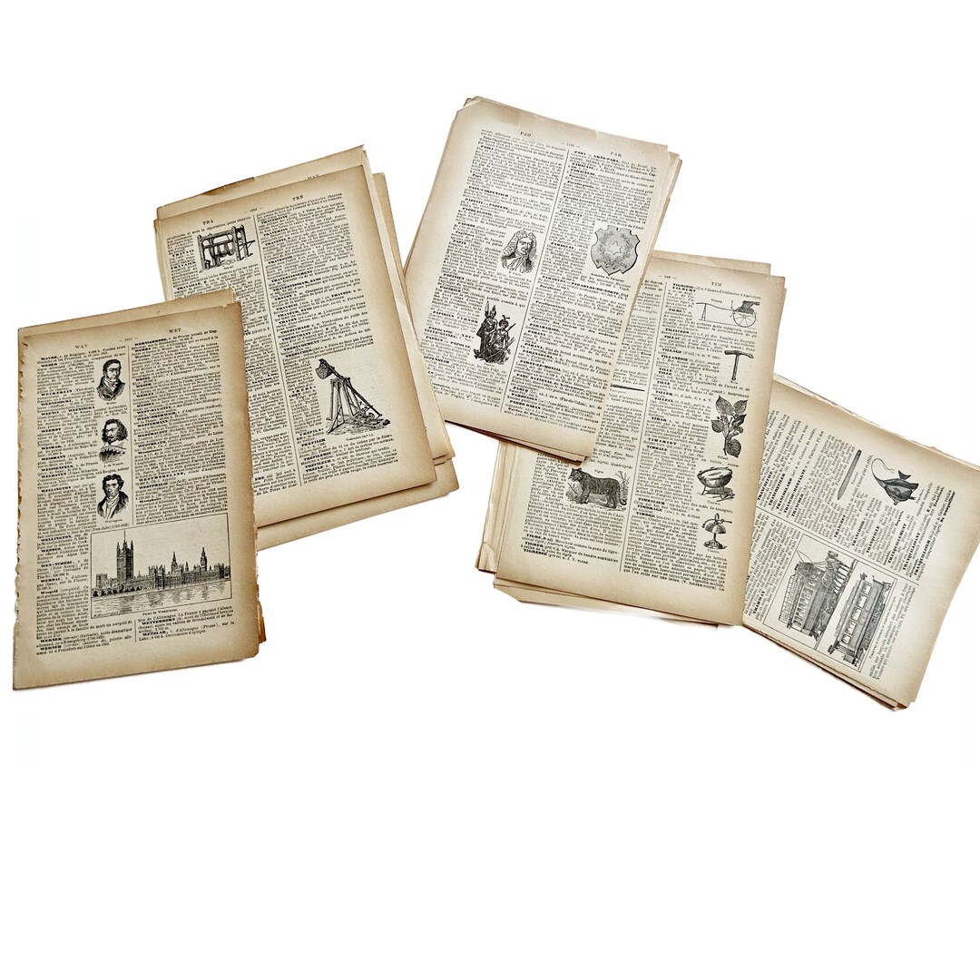 Illustrated Dictionary Pages 10 Pack for Collage, Mixed Media Art, Junk ...