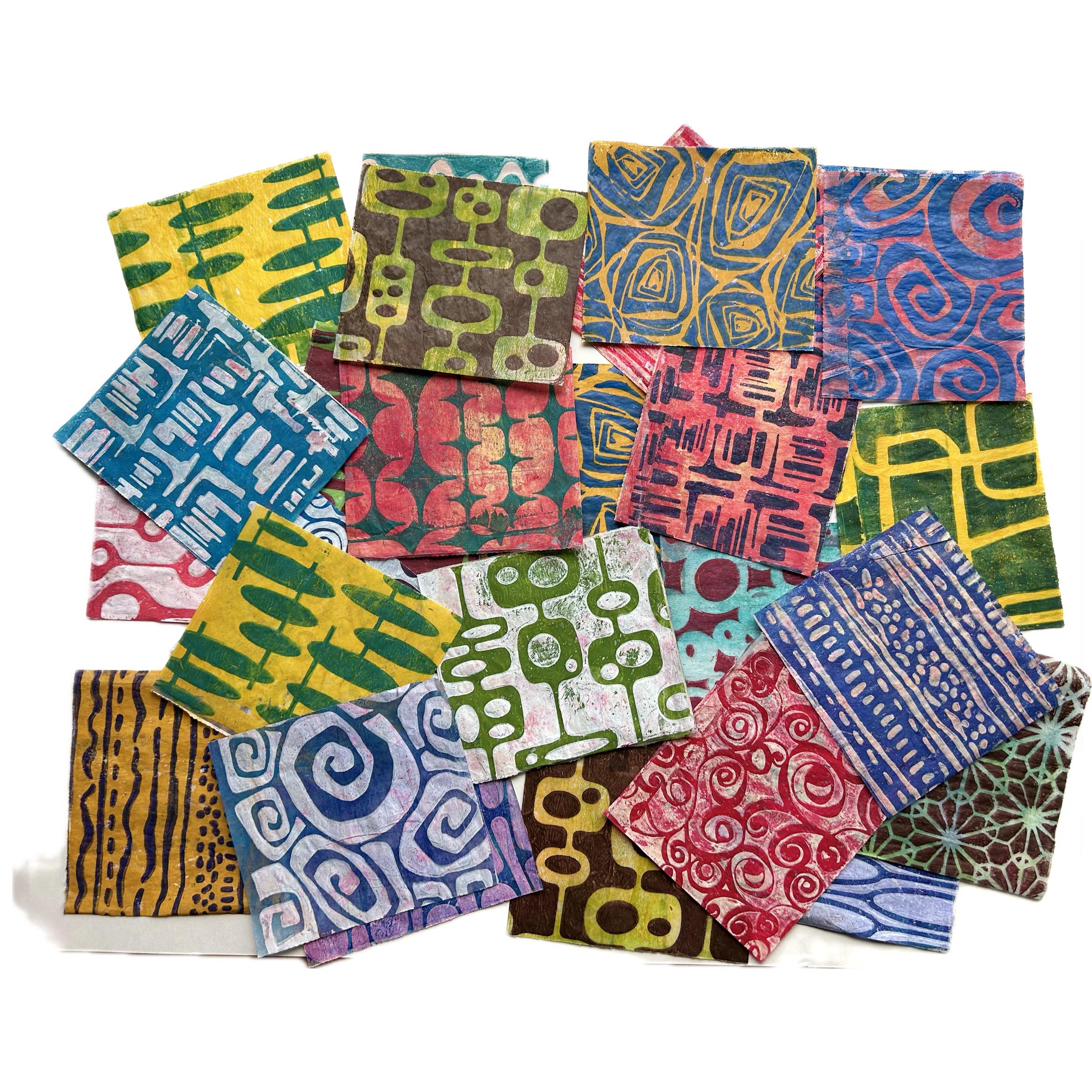 Gelli Prints on Deli Paper, Lightweight Collage Fodder, 5 X 6 Inches ...