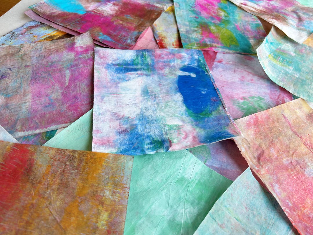 Grungy Painted Collage Paper, Hand Painted Brush Strokes on Lightweight ...