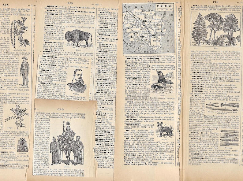 Antique Dictionary Pages (10 Sheets) for Collage, Mixed Media Art, Junk ...