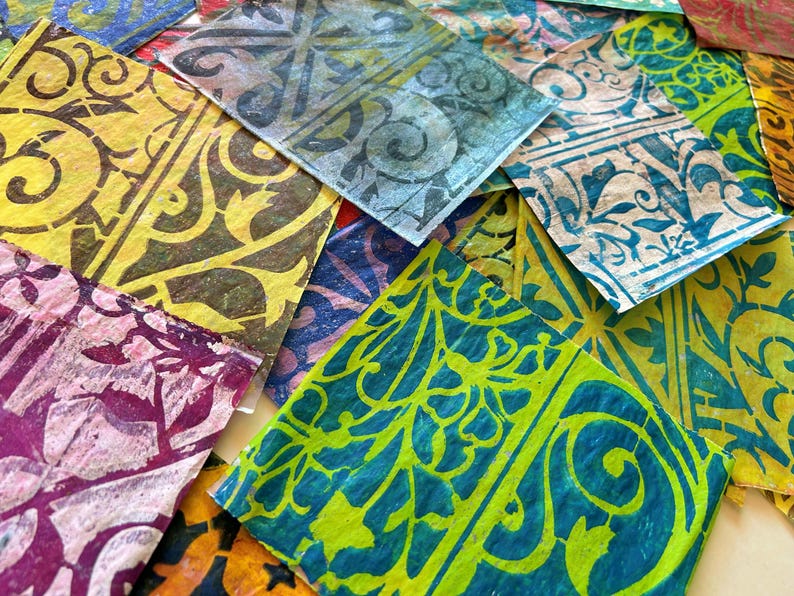 Colorful Collage Paper, Hand-painted Lightweight Deli Paper in Bright ...