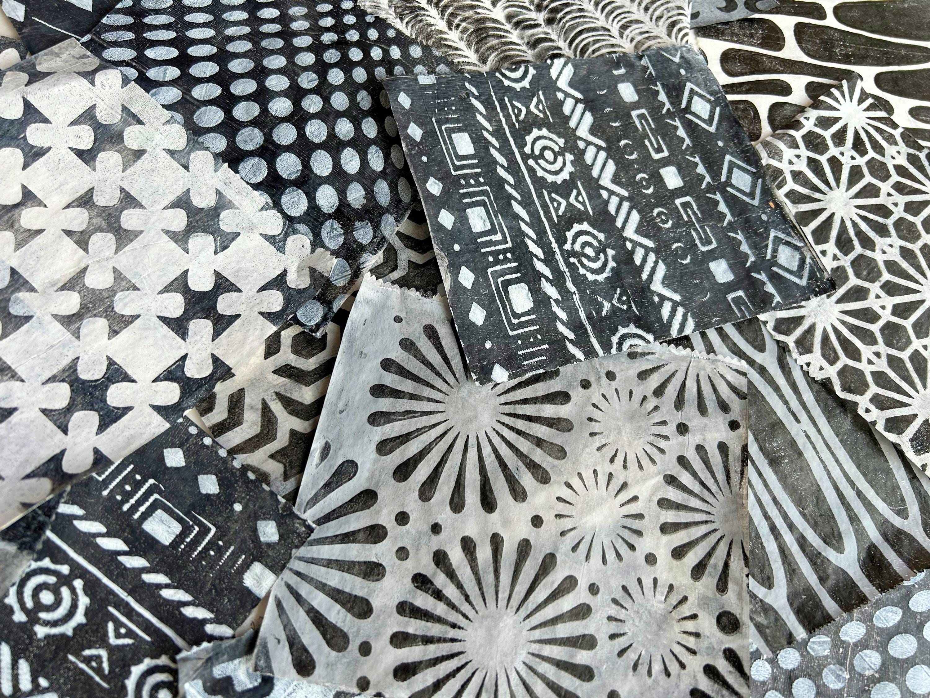 Black & White Collage Paper Pack, Hand-painted Lightweight Deli Paper ...
