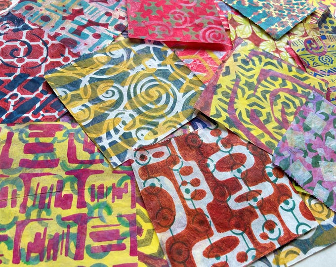 Handmade Collage Fodder, Mixed Media Collage Paper, Hand Painted on ...