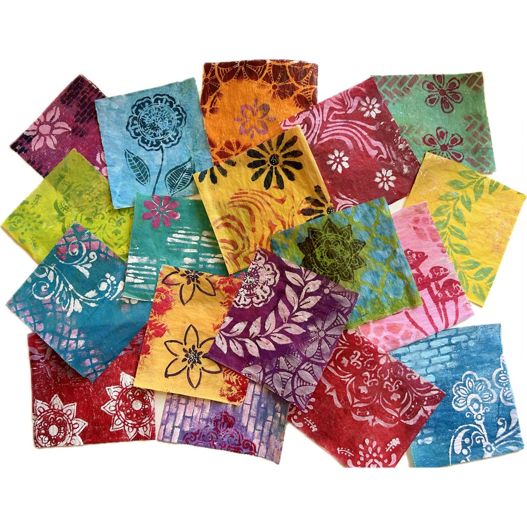 Botanical Collage Paper Hand-painted Lightweight Deli Paper, Floral ...