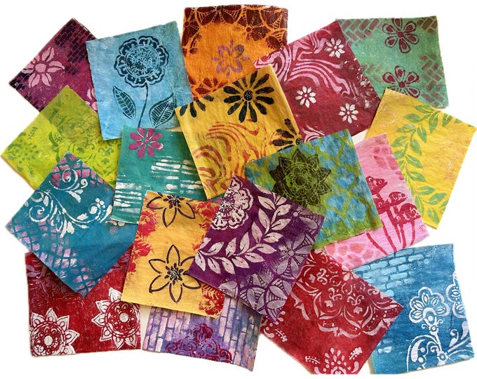 Botanical Collage Paper Hand-painted Lightweight Deli Paper, Floral ...