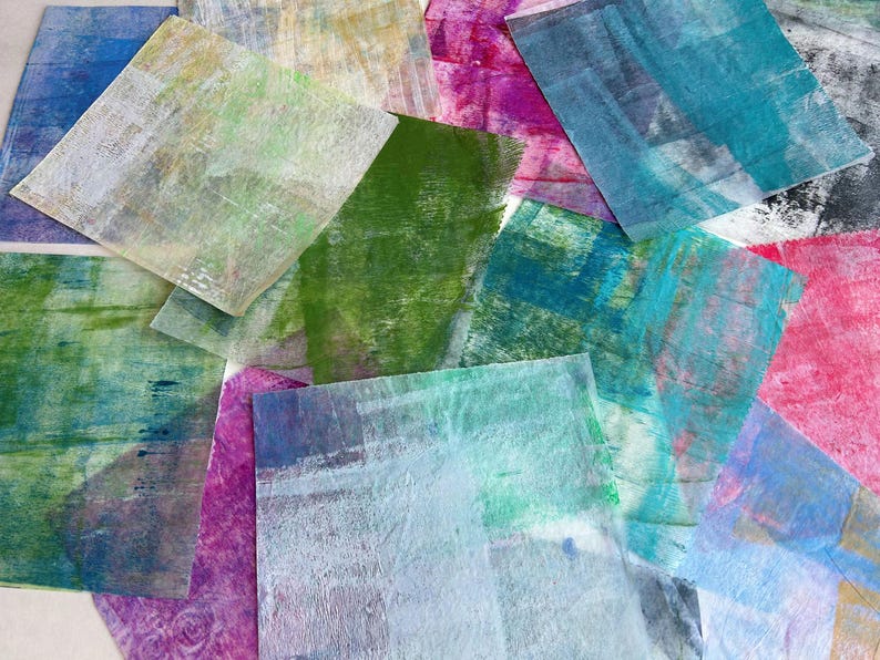 Grungy Painted Collage Paper, Hand Painted Brush Strokes on Lightweight ...
