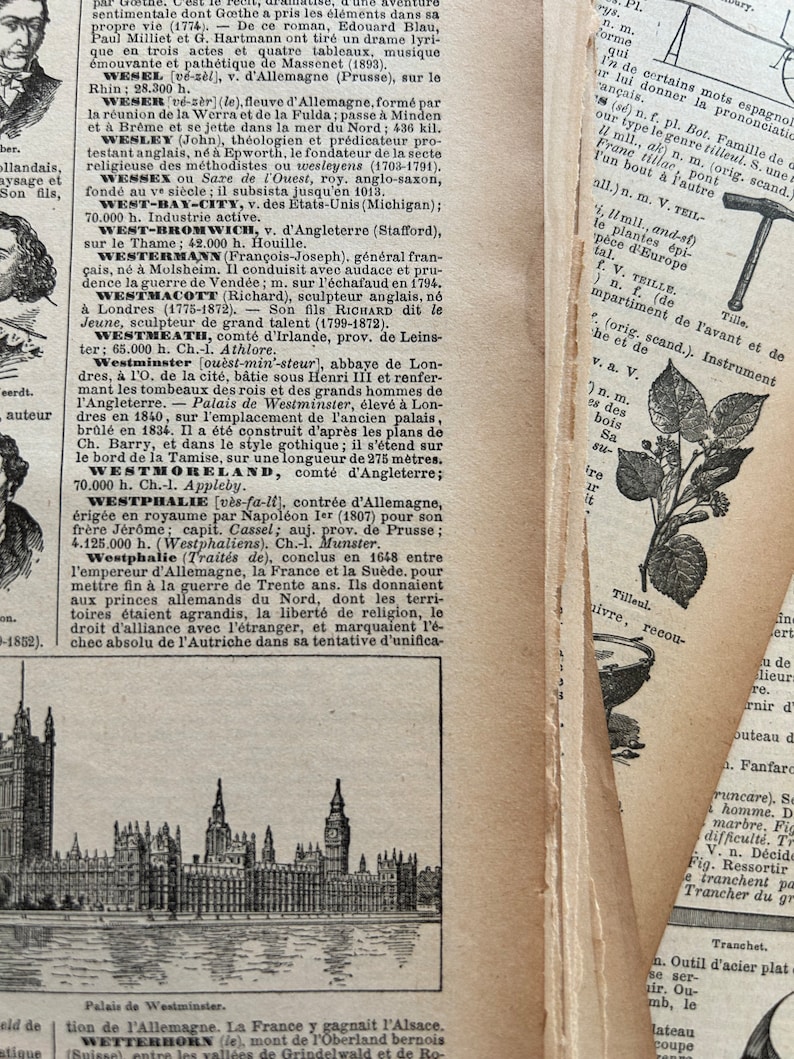 Antique Dictionary Pages (10 Sheets) for Collage, Mixed Media Art, Junk ...