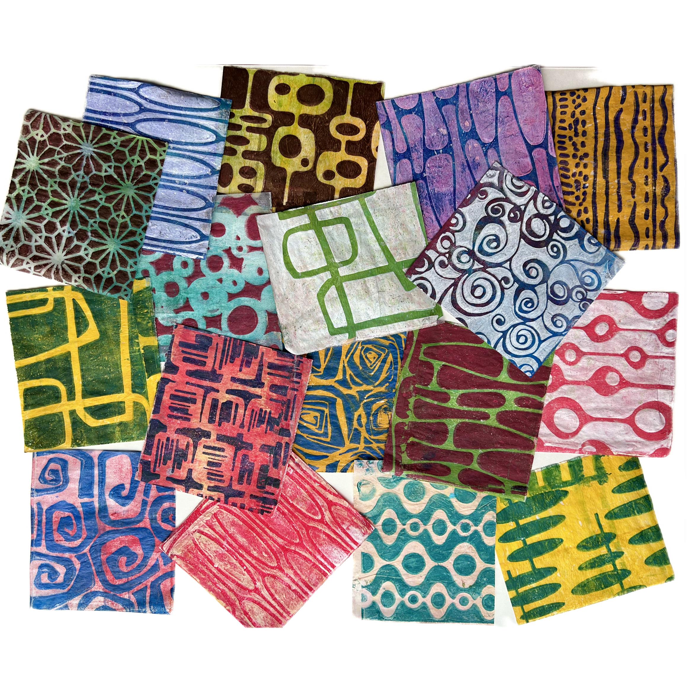 Gelli Prints on Deli Paper, Lightweight Collage Fodder, 5 X 6 Inches ...