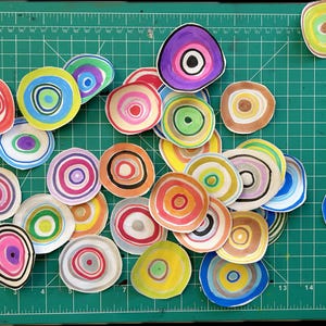 Circles Collage Fodder, Small 2 Inch Round Handmade Drawn Cut-outs for ...
