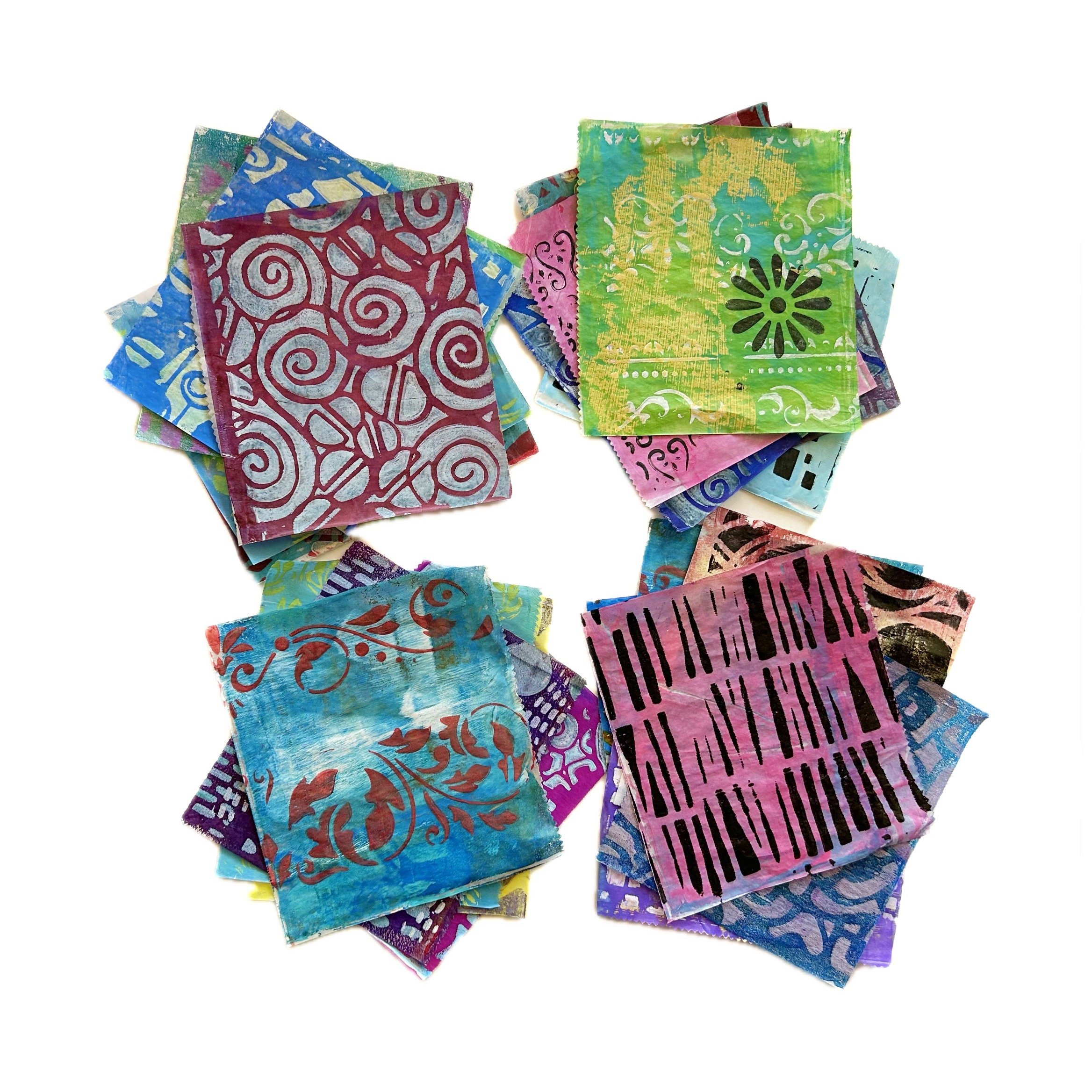 Cool Colors Collage Paper Packs, Hand-painted Lightweight Deli Paper ...