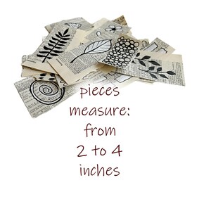 Collage Fodder, 20 Pieces of Black and White Handmade Ephemera Drawings ...