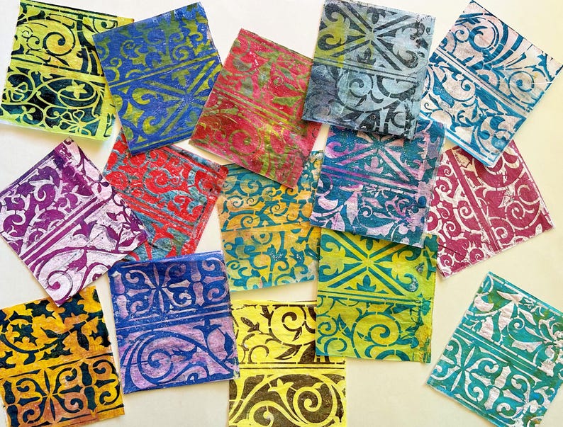 Colorful Collage Paper, Hand-painted Lightweight Deli Paper in Bright ...