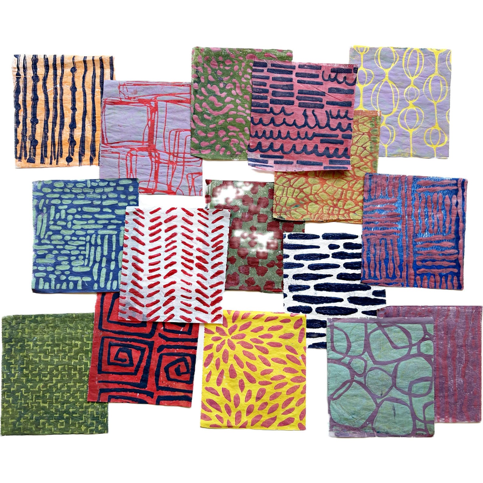 Gelli Prints on Deli Paper, Layered Designs, Hand Painted Collage Paper ...