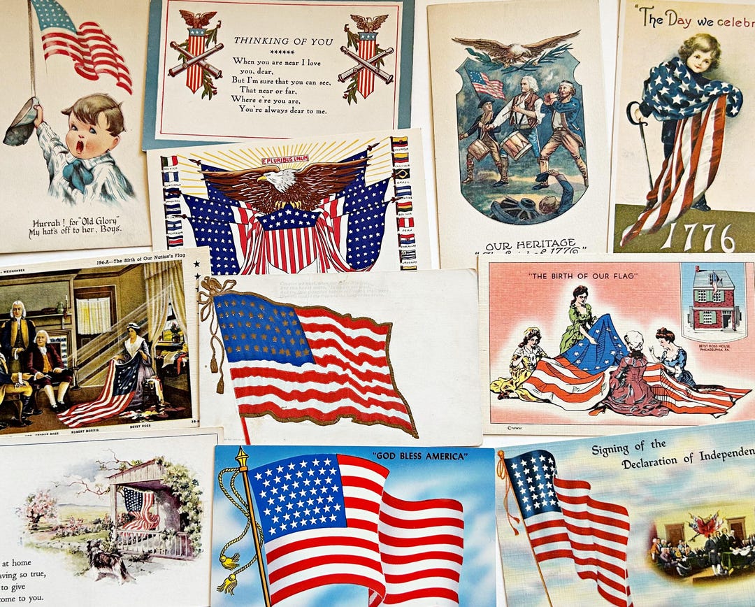 Vintage 1940s Patriotic Postcards: Unused American Flag Art Cards - Etsy