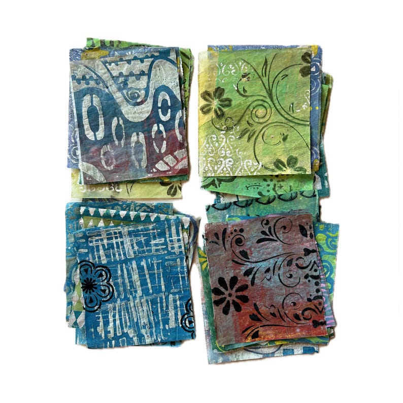 Cool Colors Collage Paper Packs, Hand-painted Lightweight Deli Paper ...