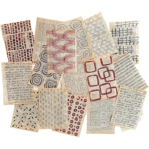 Altered Book Pages Collage Fodder, Mark-making With Carved Rubber ...