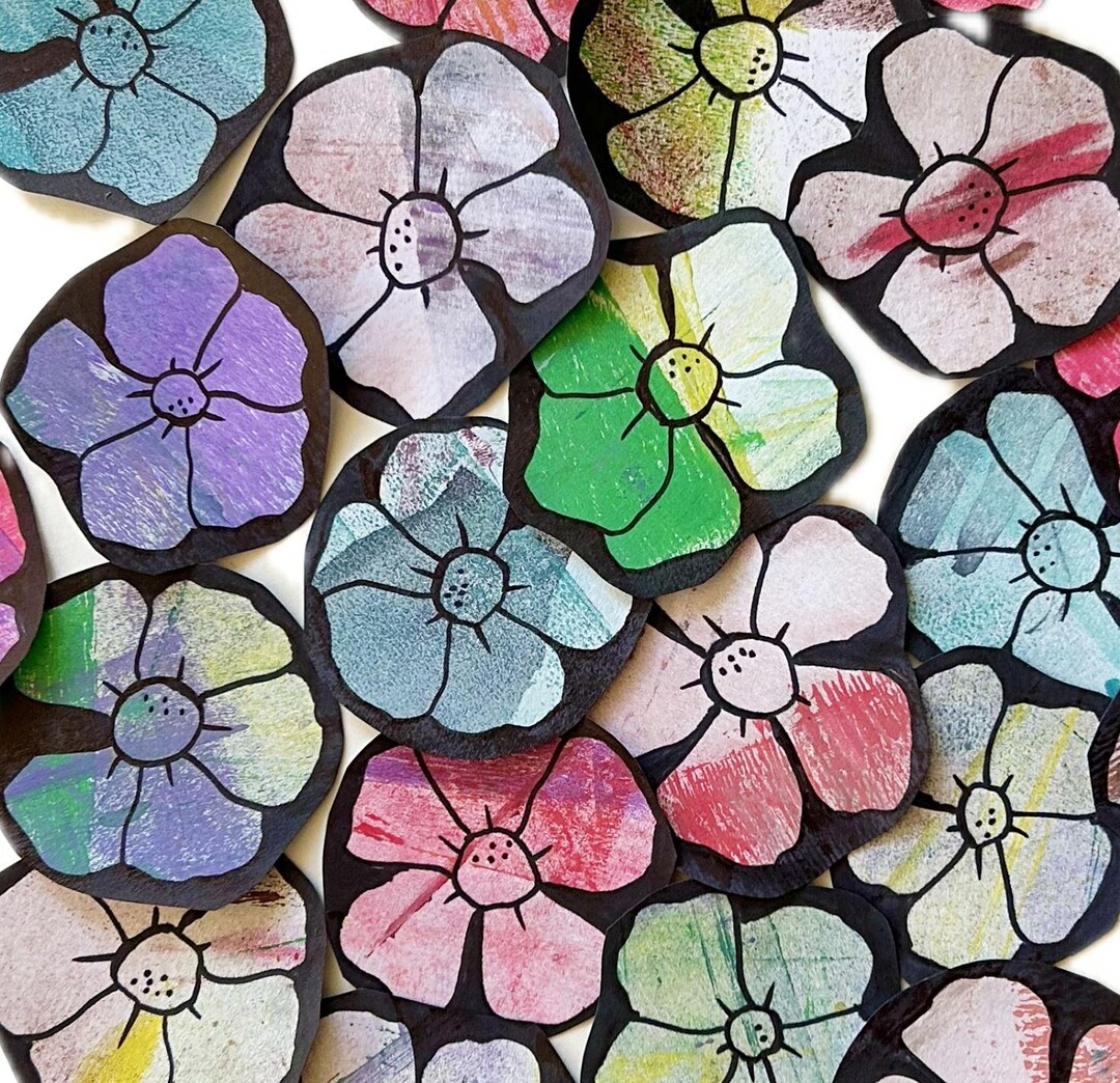 Handmade Paper Flower Collage Fodder, Art Journaling Ephemera - Etsy