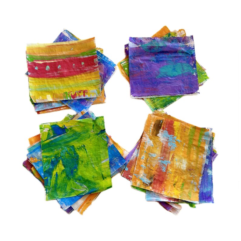 Abstract Bush Strokes Collage Paper 5 Packs, Hand-painted Rapid Art on ...