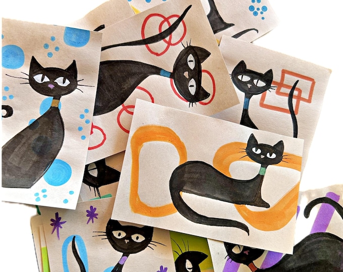 Collage Fodder, 20 Pieces of Black and White Handmade Ephemera Drawings ...