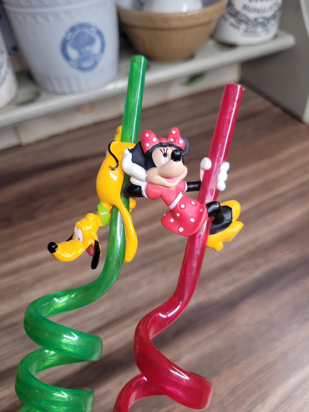 Vintage Paris Disney Minnie Mouse and Pluto Twist Straws, Vintage ...