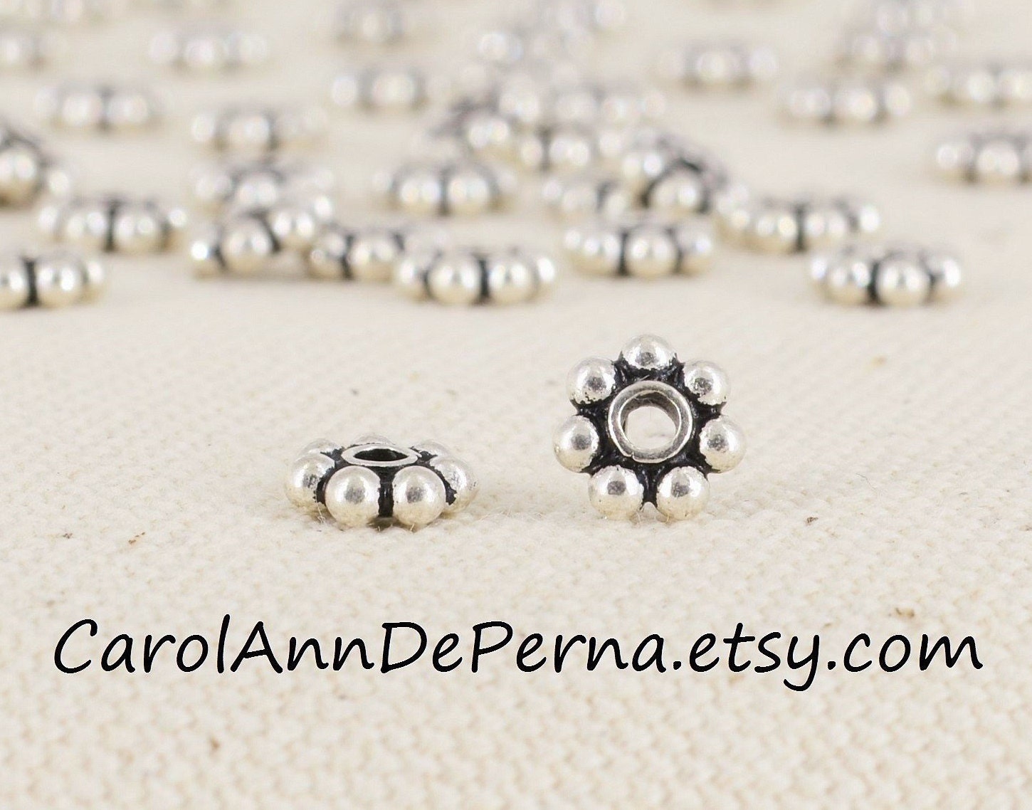 925 sterling silver beads 2 mm X 6 mm daisy spacer beads YOU | Etsy