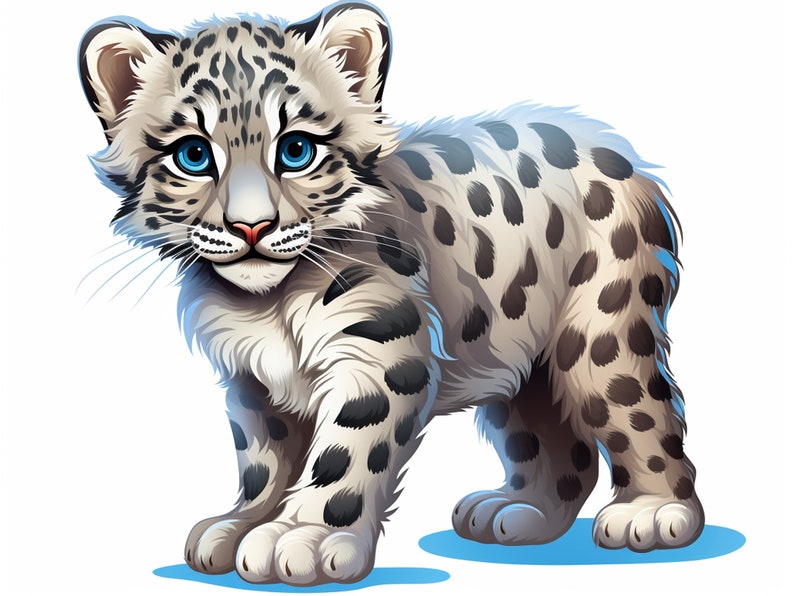 Snow Leopard Clipart Pack 12 Printable Watercolor Images in High ...