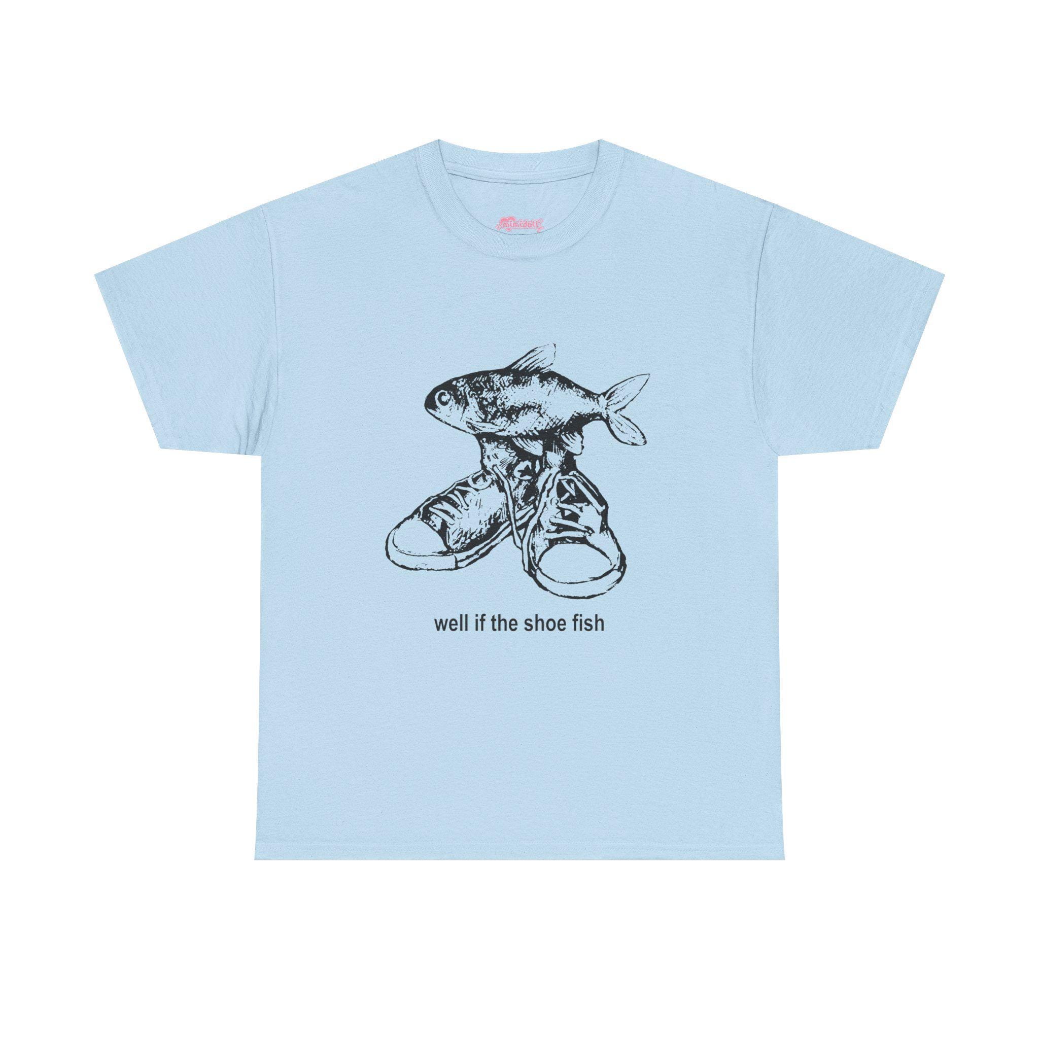 Shoe Fish Cursed T-shirt Y2K Tee Funny Bass Tshirt Ironic Meme Shirts ...