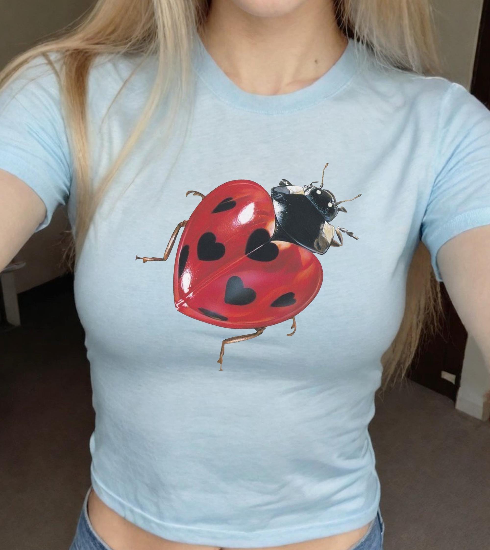 Ladybug Y2K Baby Tee, Cute 90s Trendy Insect Shirt, Y2K Vintage Bug ...