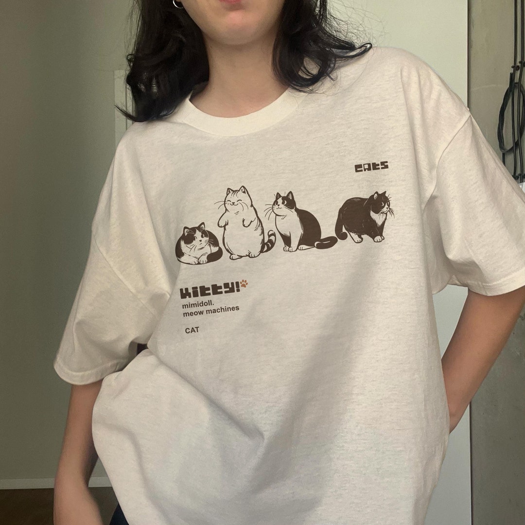 Y2K Cat Graphic Tee Oversized Graphic Tees for Women, 90s Cat Shirt Y2K ...