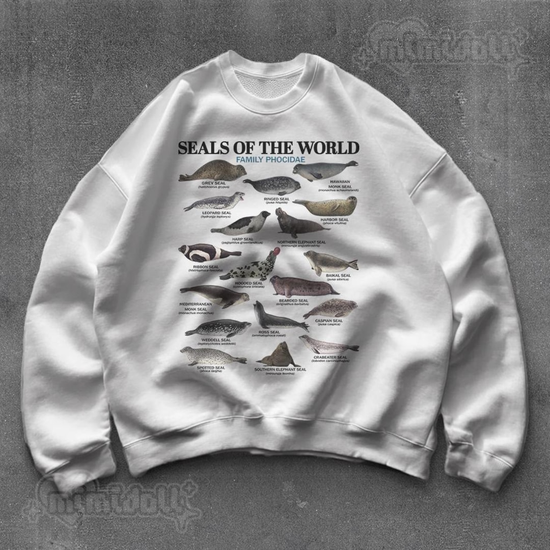 Seal Sweater Y2k, Seals of the World Sweatshirt, Seal Species 90s Retro ...