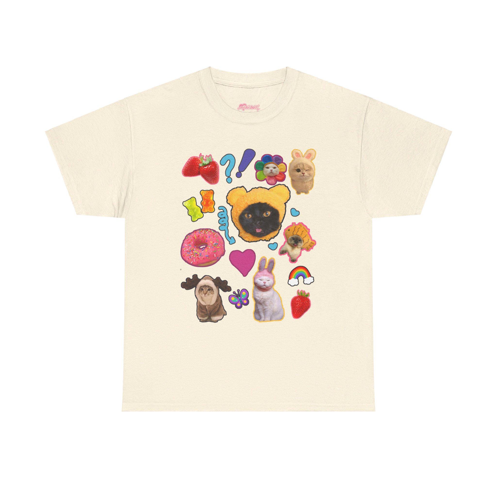 Y2K Silly Cat Shirt 90s Kawaii Aesthetic Cat Meme Tshirt, Harajuku ...