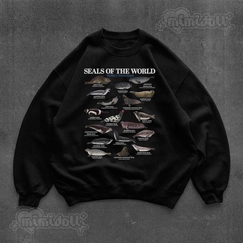 Seal Sweater Y2k, Seals of the World Sweatshirt, Seal Species 90s Retro ...