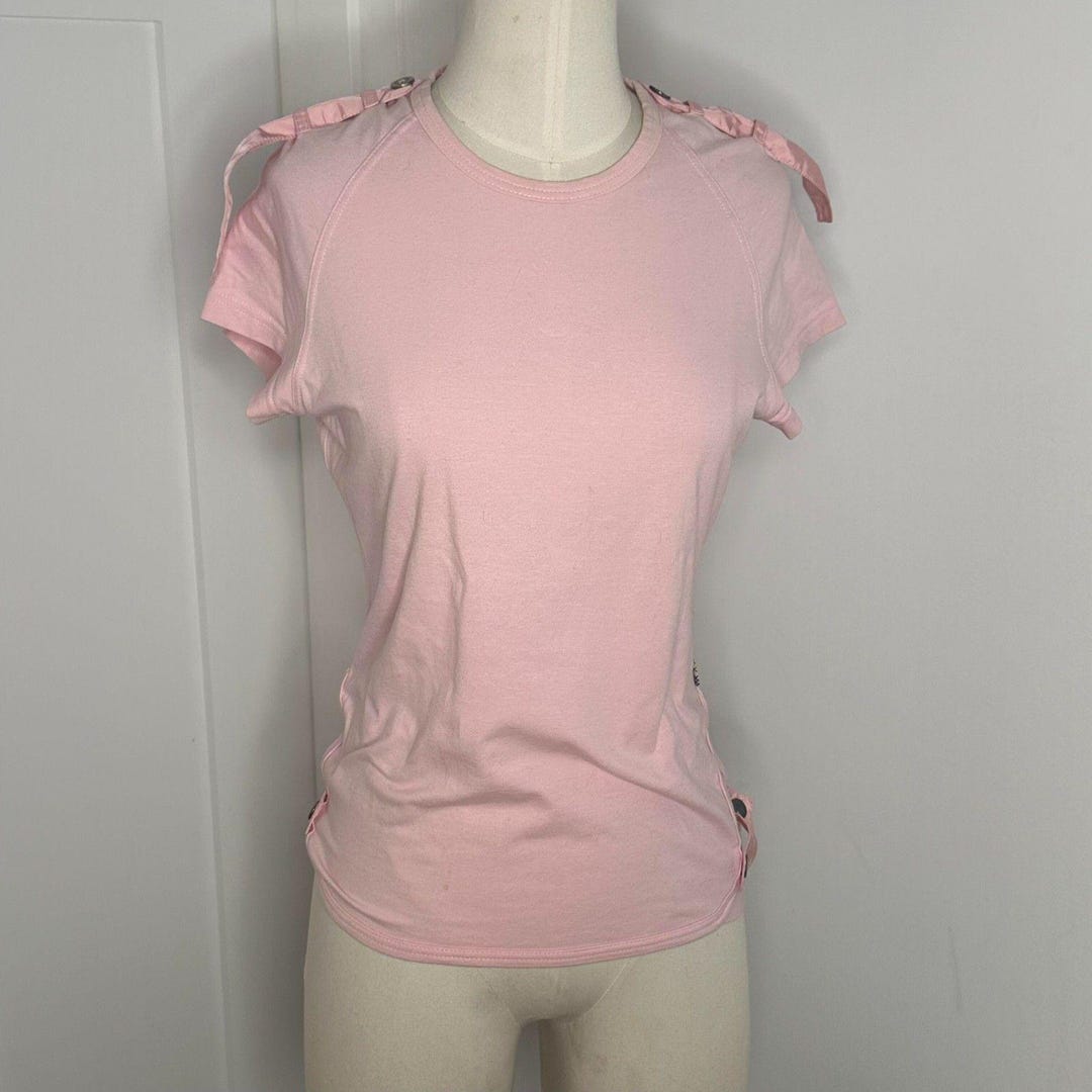Early 2000s Y2K Burberry London Pink Raglan Tee With Metal Details - Etsy