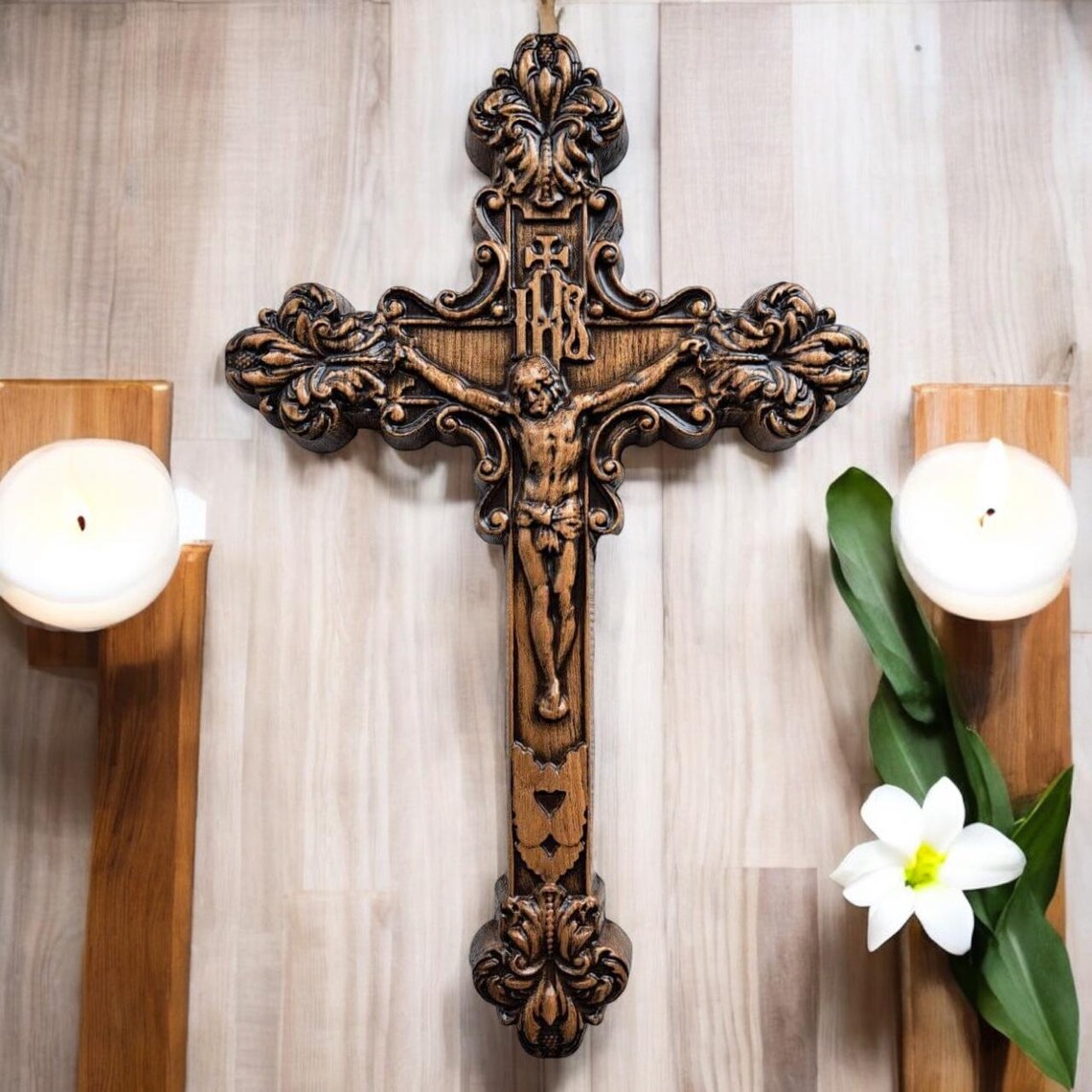 Carved Wooden Catholic Crucifix Jesus Christ Wooden Cross Wooden ...