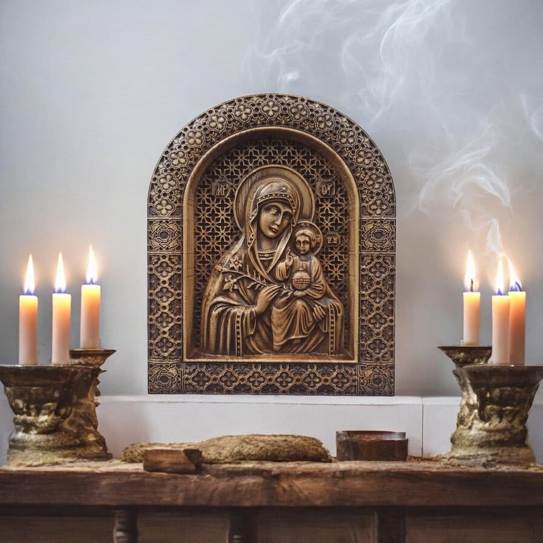 Virgin Mary Icon Orthodox Greek Byzantine Icon Virgin Mary the Unfading ...
