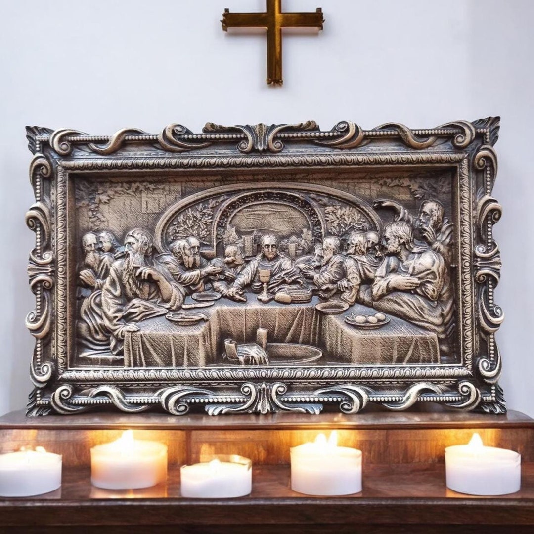 Carved Last Supper Made of Natural Wood Wall Art Lords Supper Catholic ...