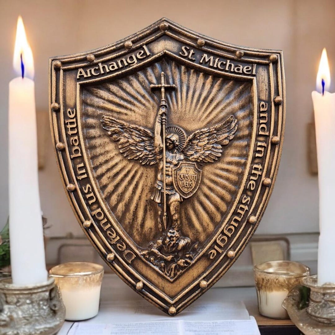 Holy Sword and Shield Archangel Michael Wall Plaque Natural of Wood ...